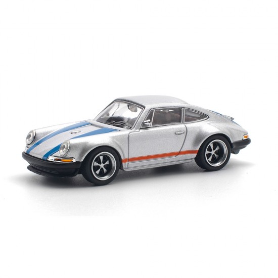 Pop Race 1/64 Porsche Singer 964 silver, blue and red stripes